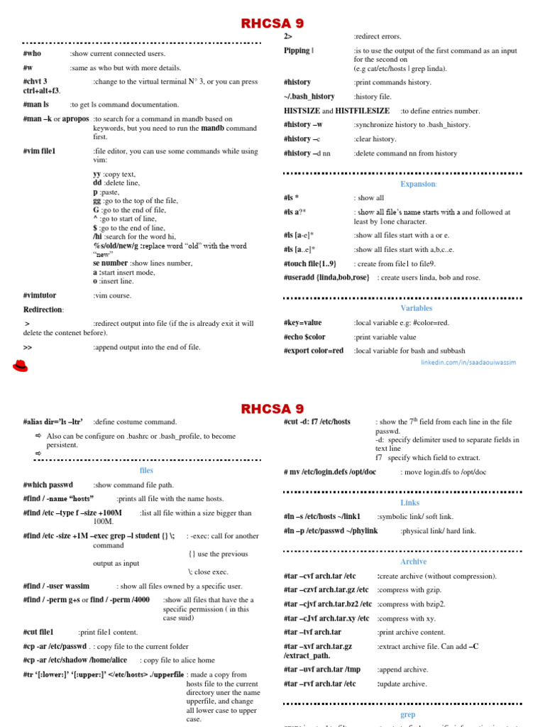 RHCSA 9 Command Reference Guide | PDF | Computers