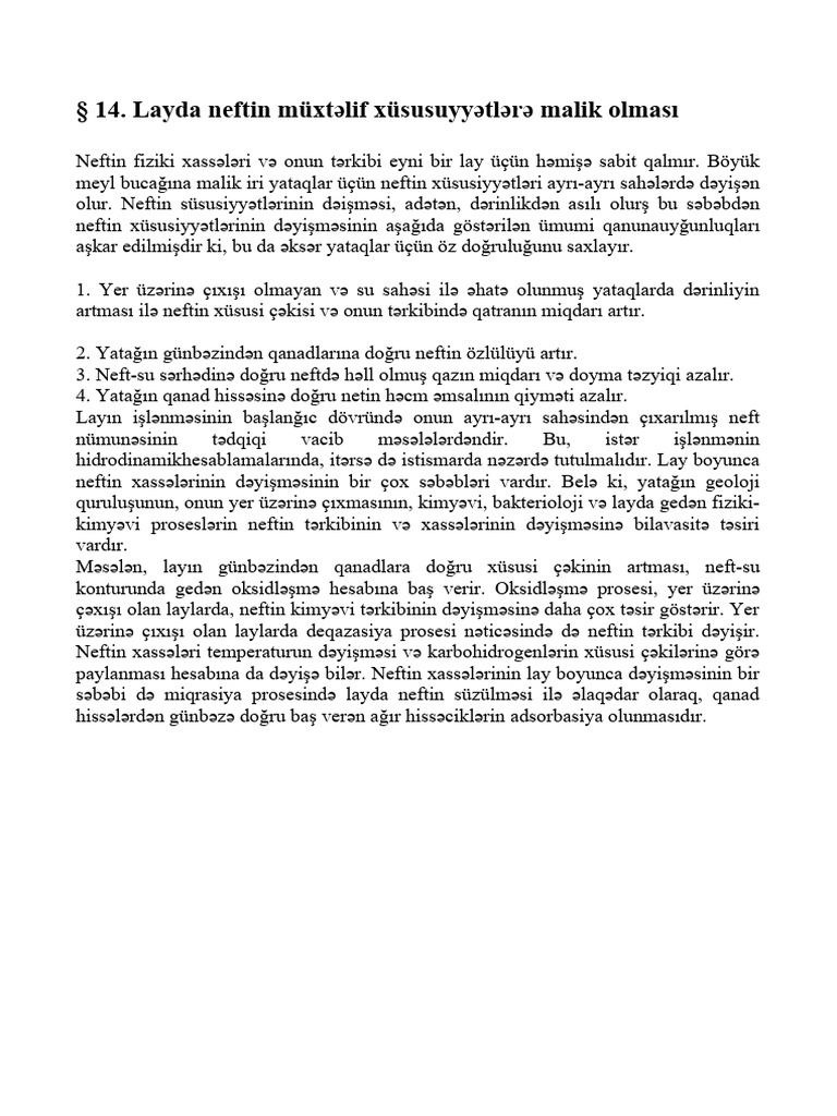 Layda Neftin Muxtelif Xususiyyetlere Malik Olmasi | PDF