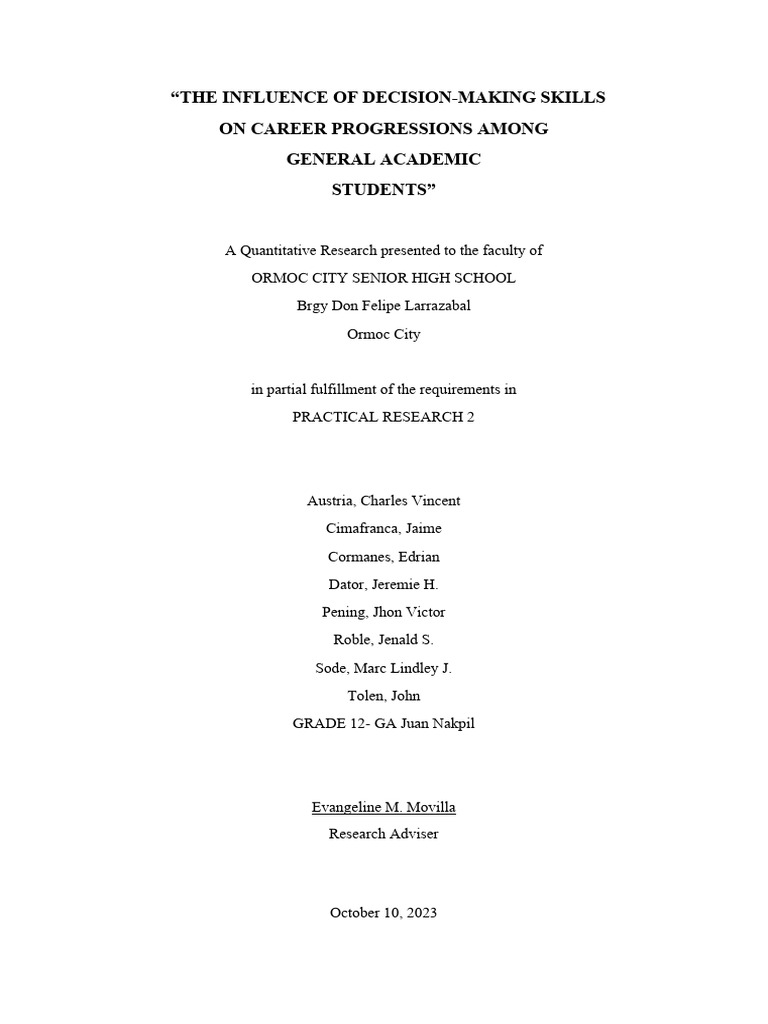 Decision-Making Skills Impact on Careers | PDF | Decision Making ...