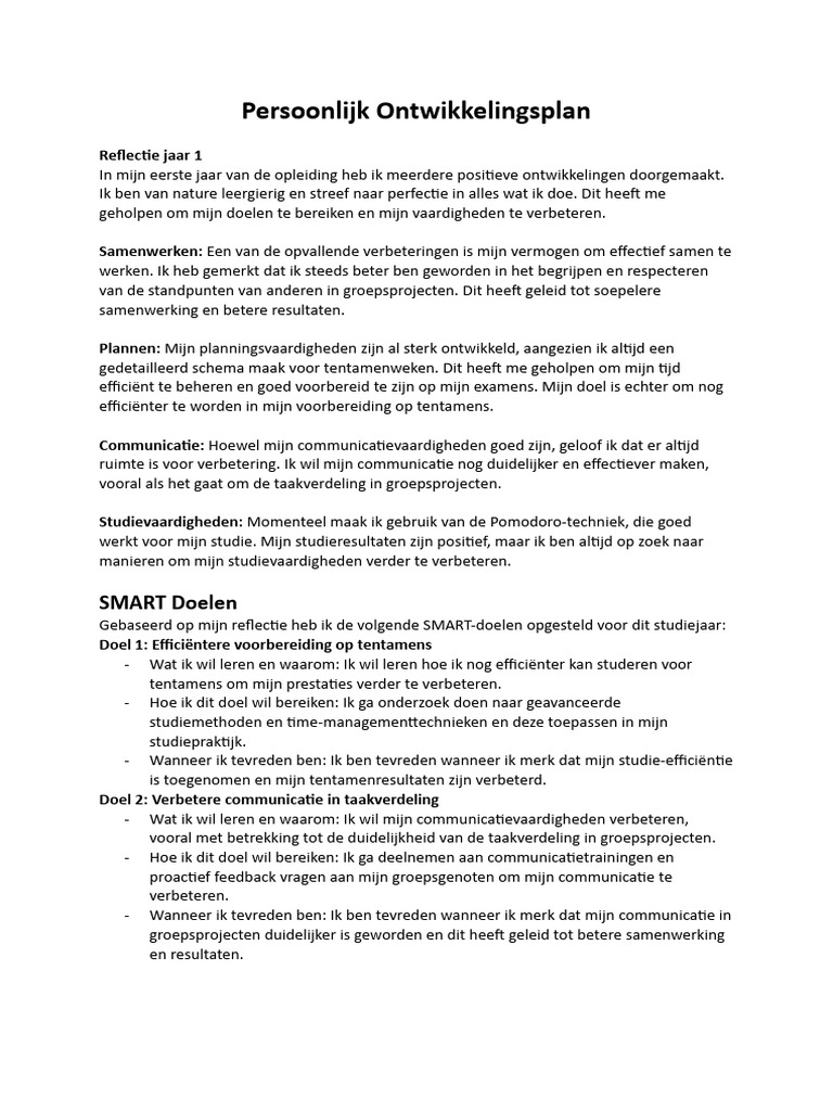 Persoonlijk Ontwikkelingsplan | PDF