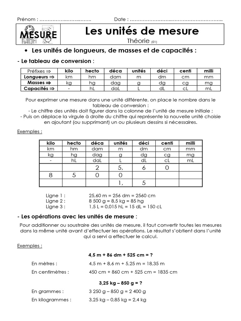 Unités de mesure et conversions essentielles | PDF
