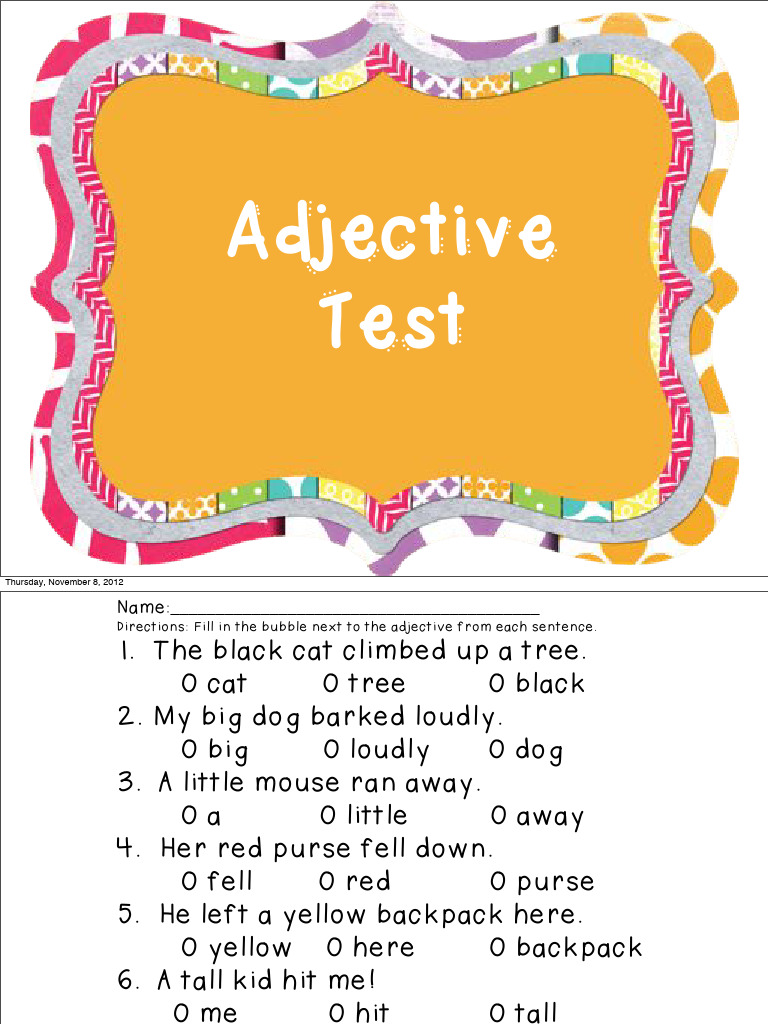 Adjective Identification Worksheet | PDF | Adjective | Languages