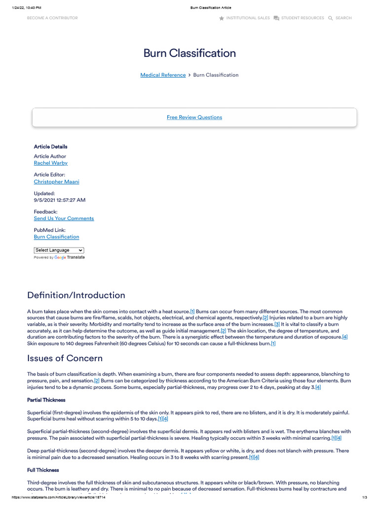 Burn Classification Article | PDF | Burn | Skin