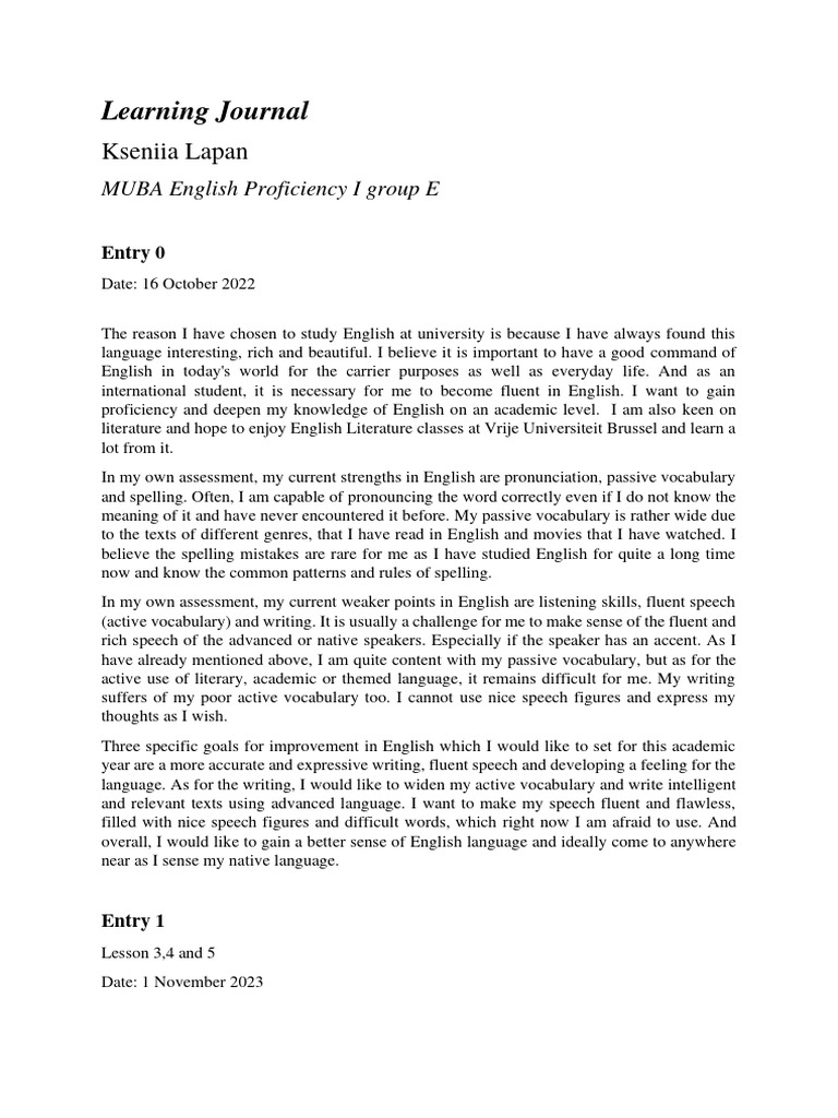 Learning Journals | Download Free PDF | English Language | Vocabulary