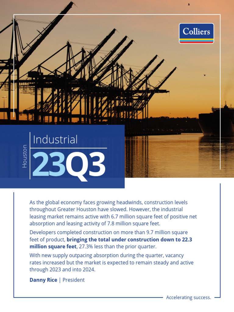 2023 Q3 Industrial Houston Report Colliers | PDF