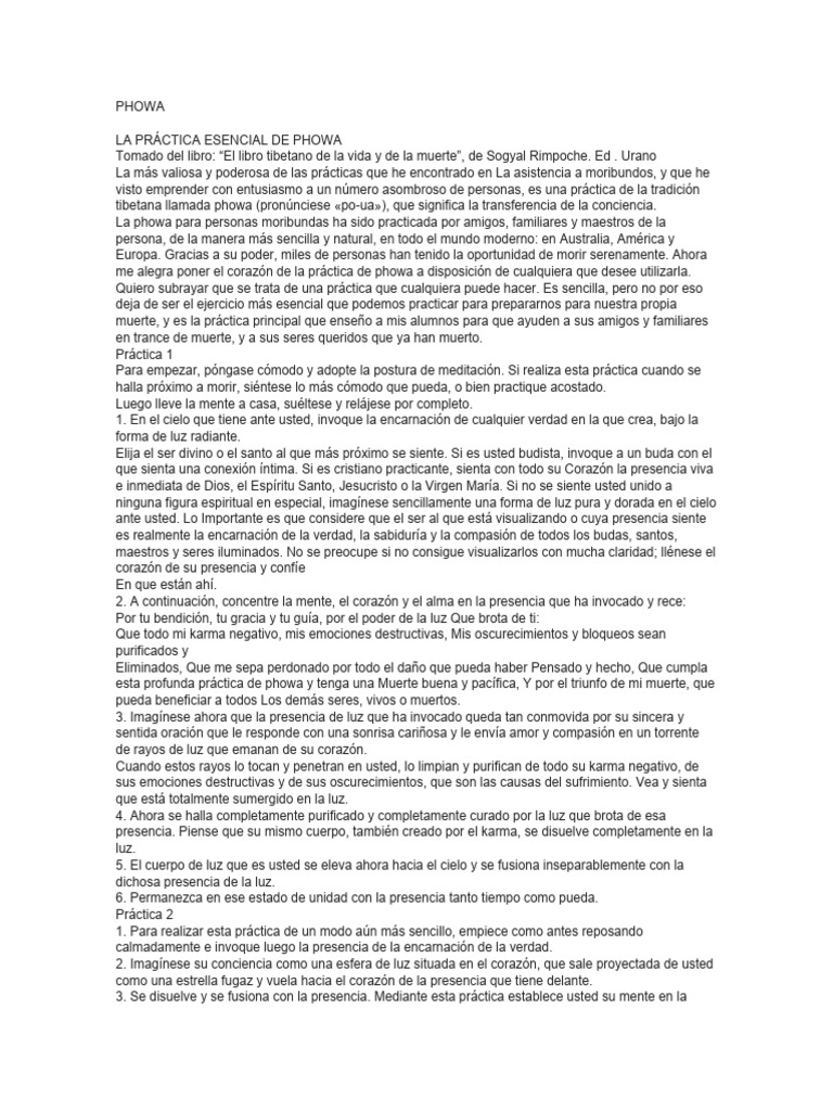 Práctica de Phowa para la Muerte Sereno | PDF | Muerte | Karma