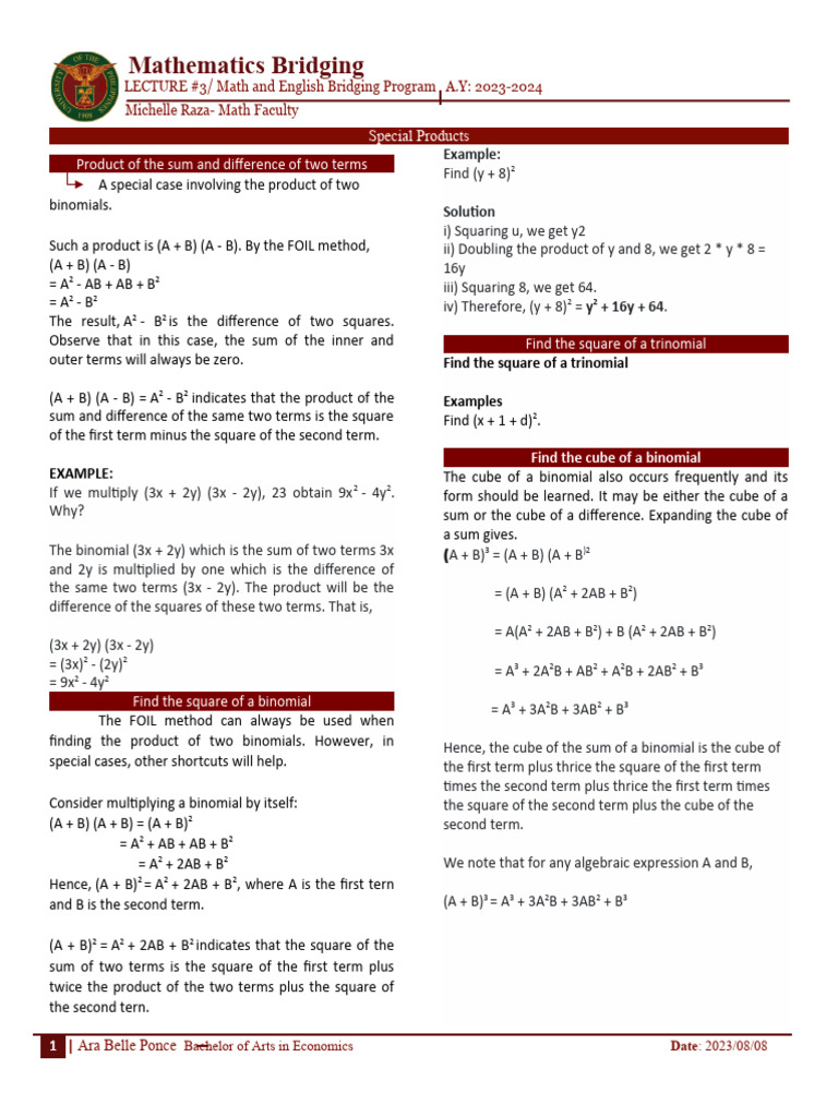Math Bridging TransesL3 | PDF