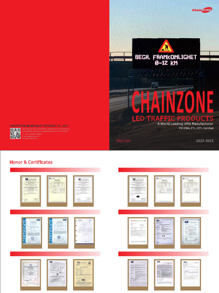 Chainzone Tecnology Traffic Solutions Catalogue 2022-2023 | PDF