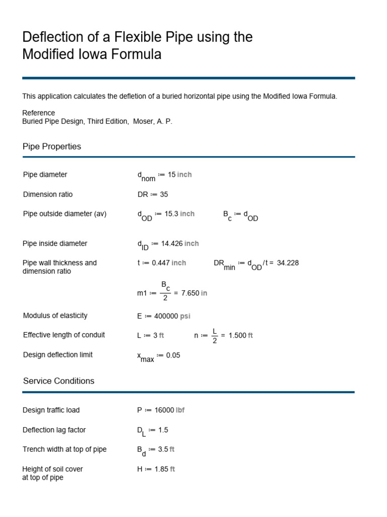 Deflection of A Flexible Pipe Using The Modified Iowa Formula - Flow ...