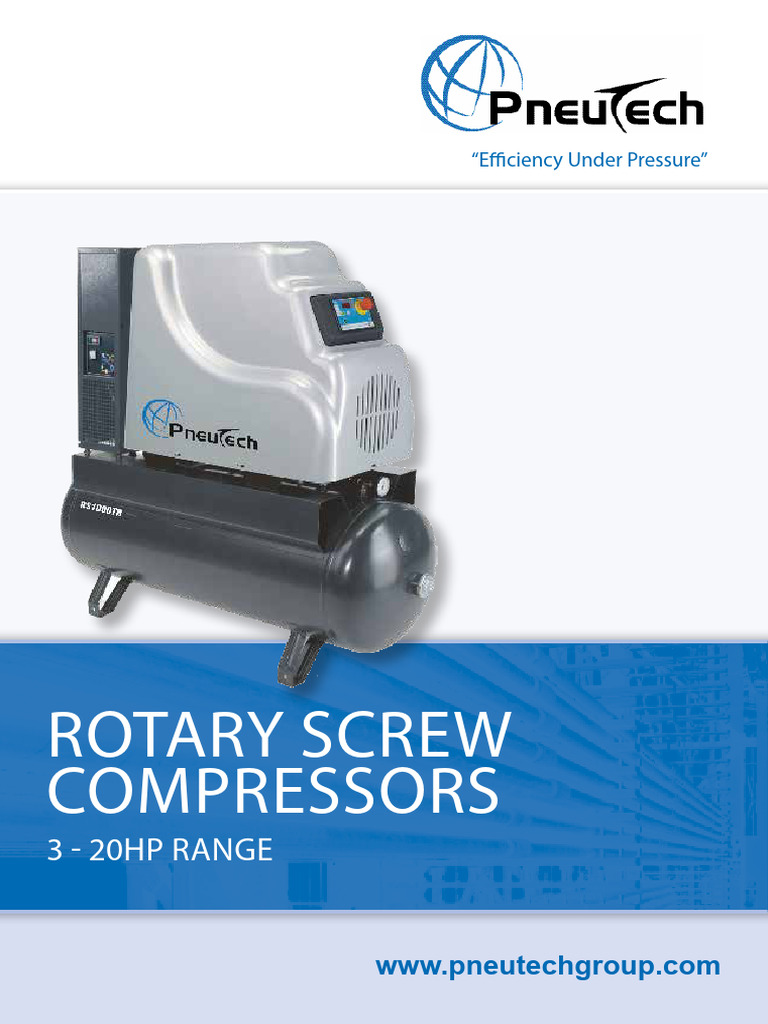 Pneutech Rotary Screw Compressors 3 - 20hp Range | PDF | Electric Motor ...