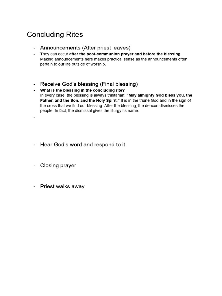 Concluding Rites & Info For Presentations | PDF