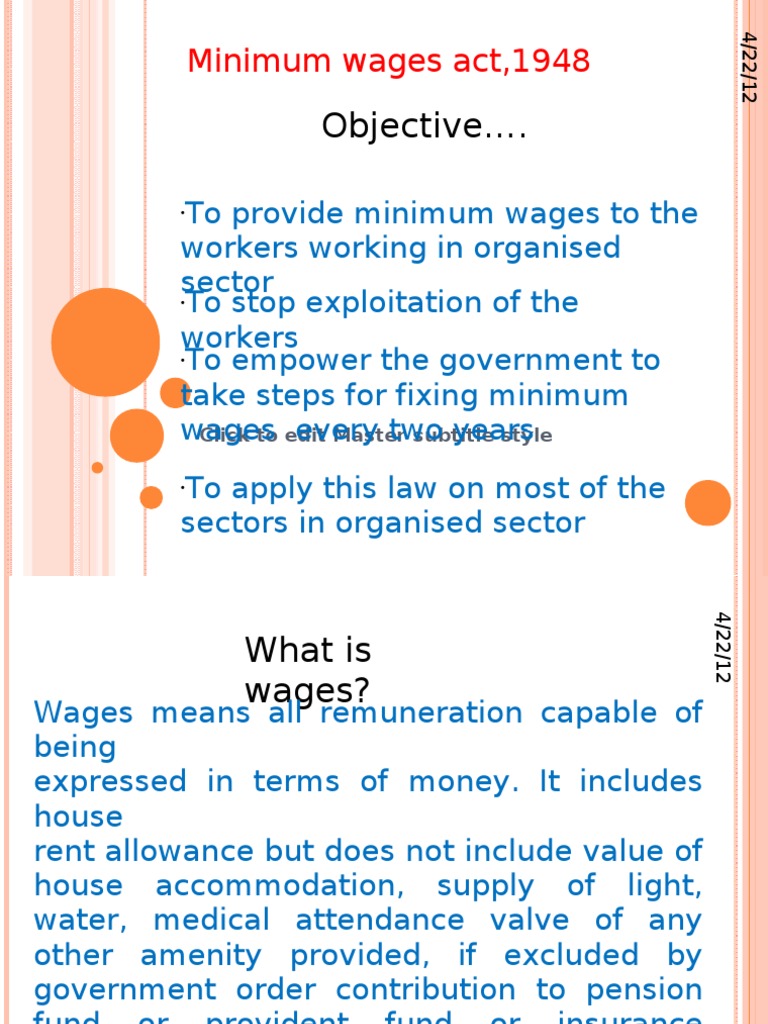 Minimum Wages Act,1948 | Wage | Minimum Wage | Free 30-day Trial | Scribd