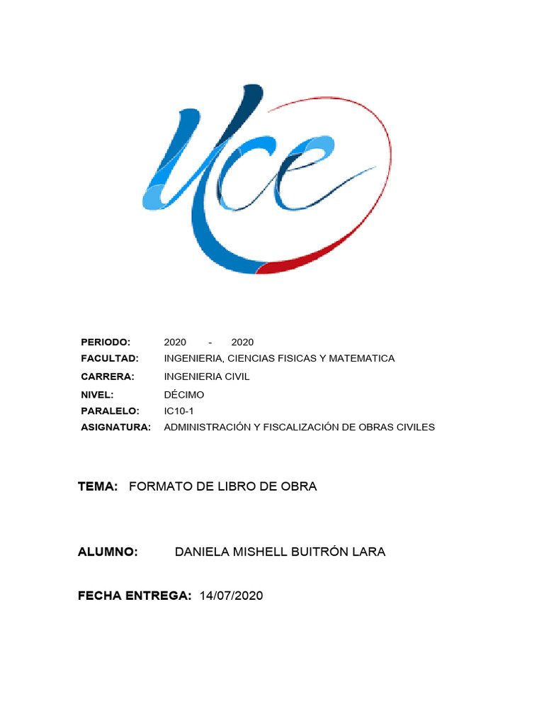 Formato Libro de Obra | PDF