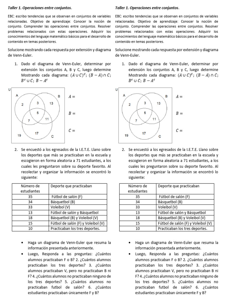 Taller 1 Conjuntos | PDF