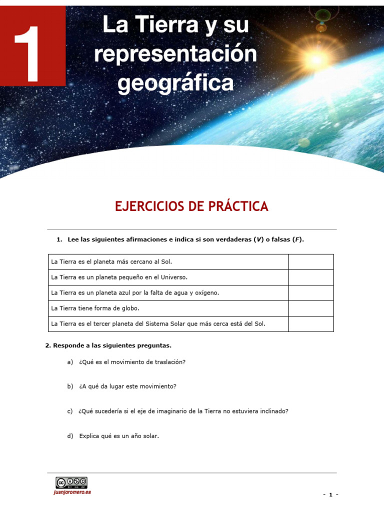 Ejercicios La Tierra y Su Representacion Geografica | PDF | Tierra | Verano