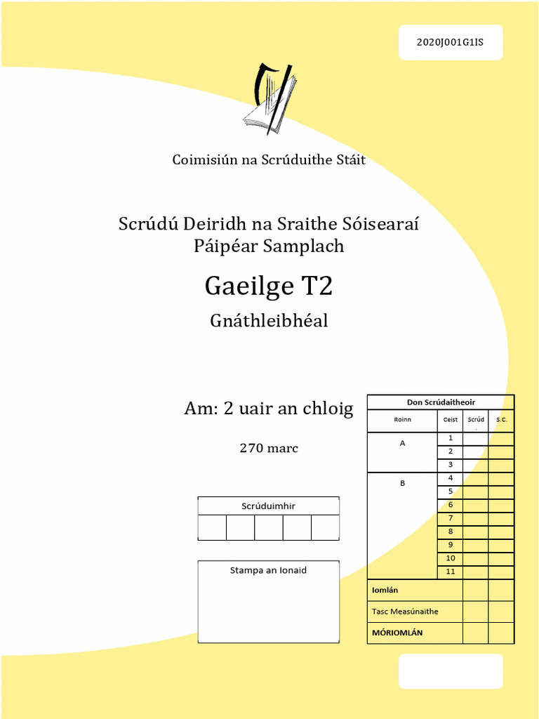 Irish Exam Sample | PDF