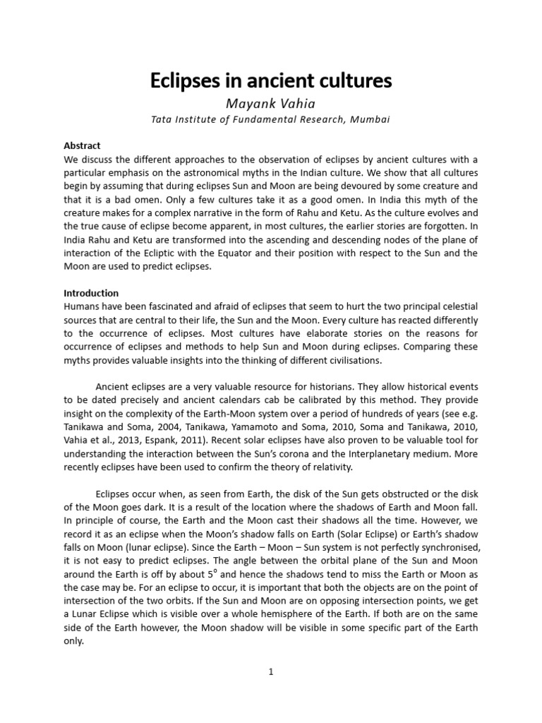 Eclipses in Ancient Cultures | PDF | Solar Eclipse | Moon