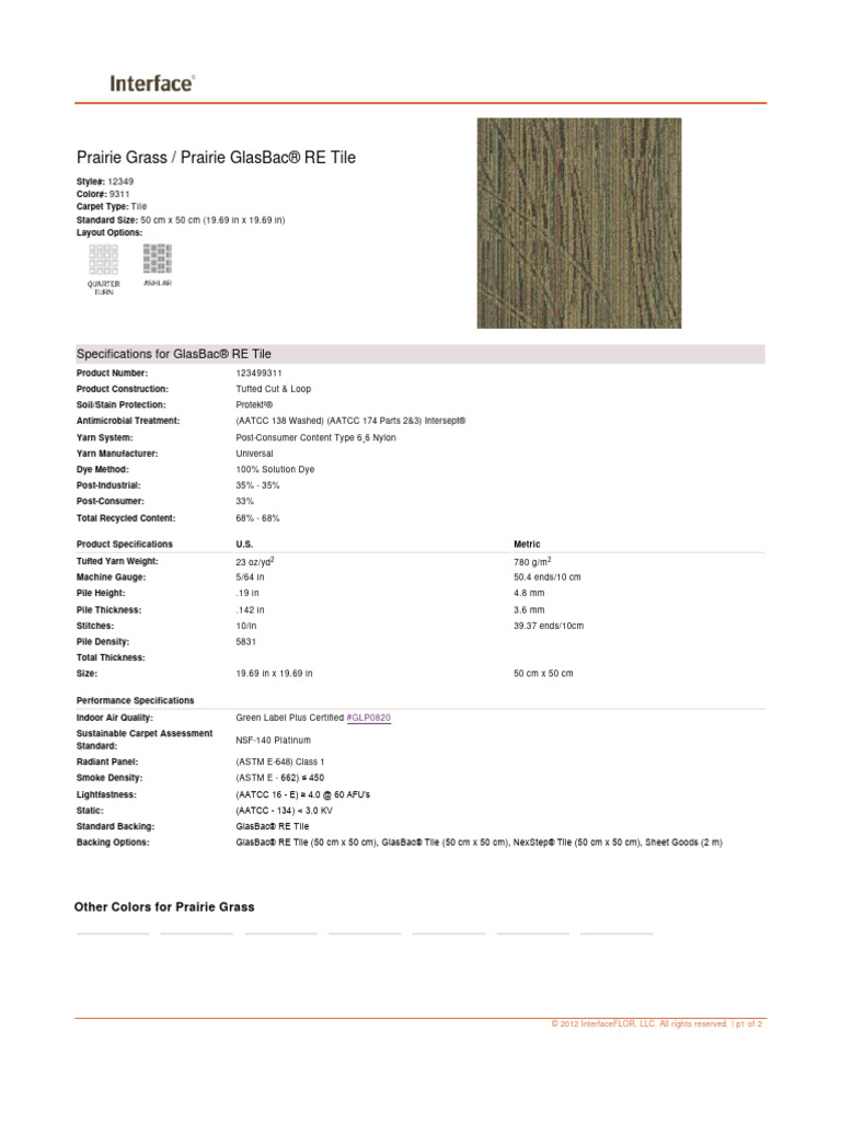 Interface Flor - Product Details | PDF | Yarn | Carpet