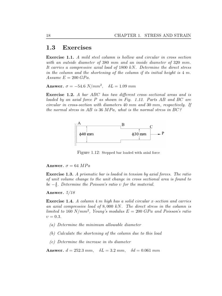 TUT - 1 Concepts of Stress and Strain | PDF