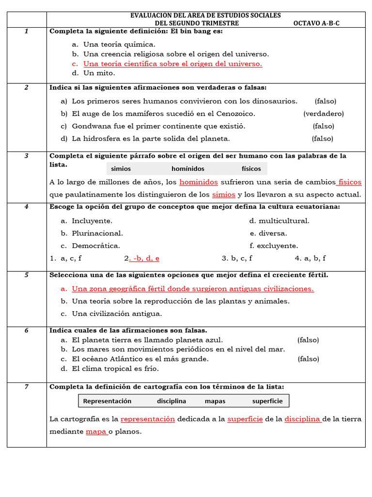 8vo Estudios-Cuestionario | PDF | Mar | Ciencias de la Tierra
