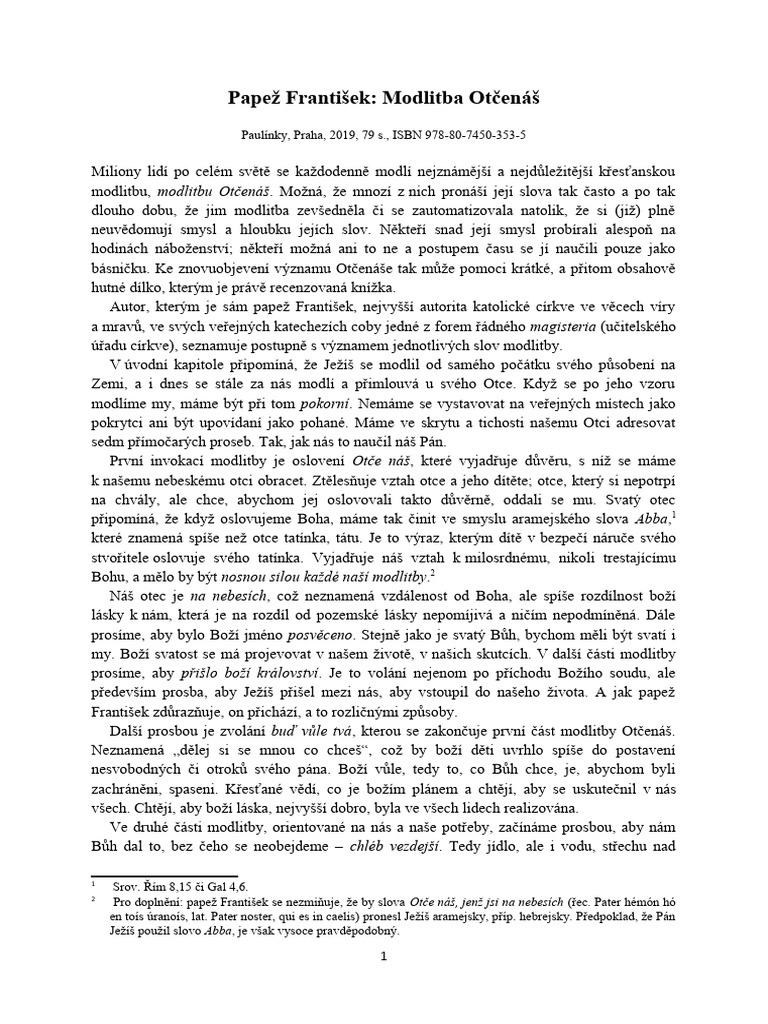 Modlitba Otčenáš | PDF
