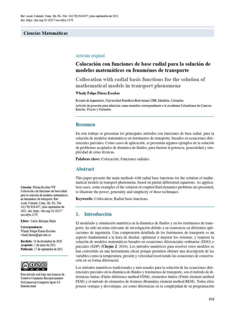 Colocacin Con Funciones de Base Radial para La Solucin de Modelos ... Colocacin Con Funciones de Base Radial para La Solucin de Modelos ...