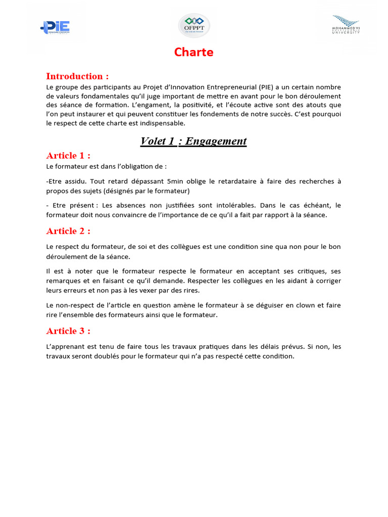 Règles de Vie Charte | PDF