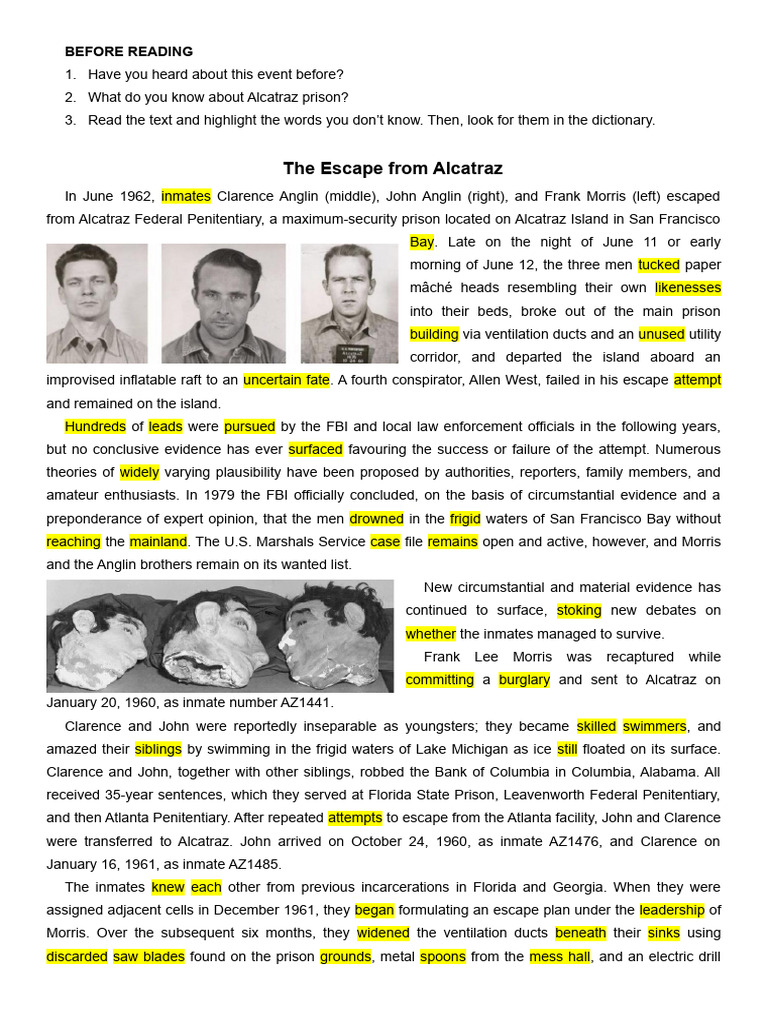 Escape From Alcatraz | PDF