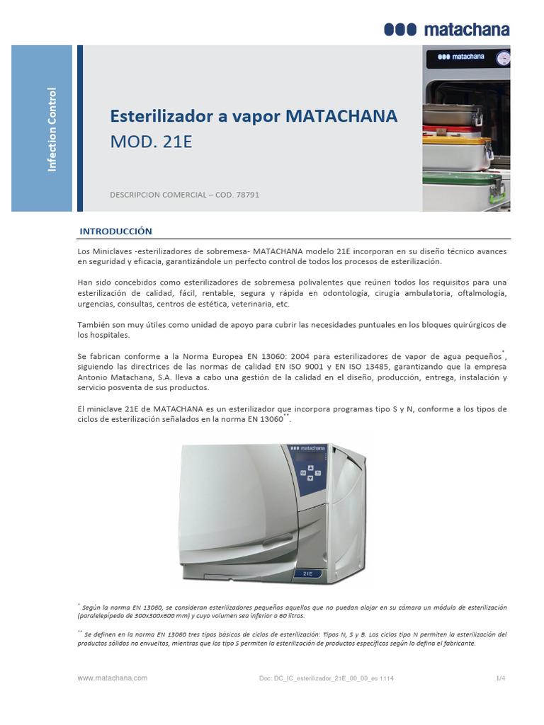 DC IC Esterilizador 21E 00 00 Es | PDF | Impresora (Computación) | Agua