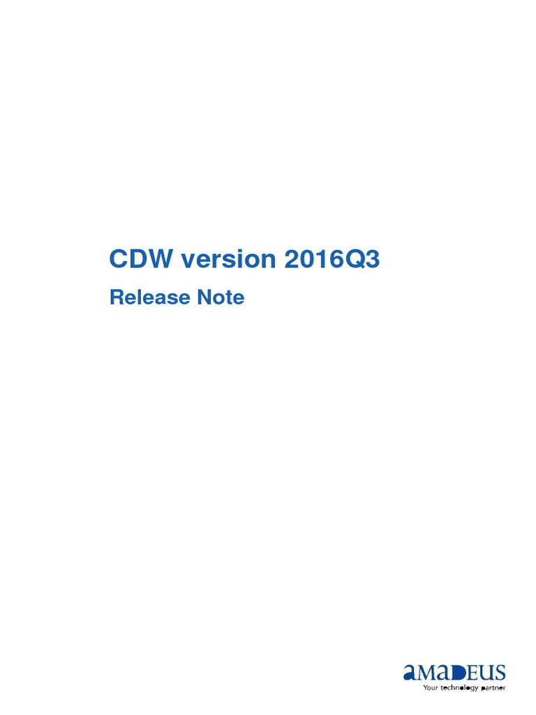 CDW Version 2016Q3 Release Note | PDF | Information Technology Management | Computer Data