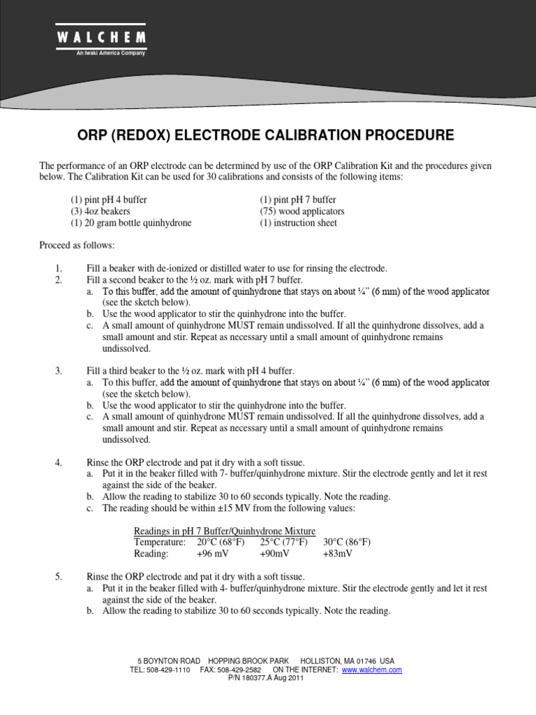 Orp Calibration Pdf Buffer Solution Ph
