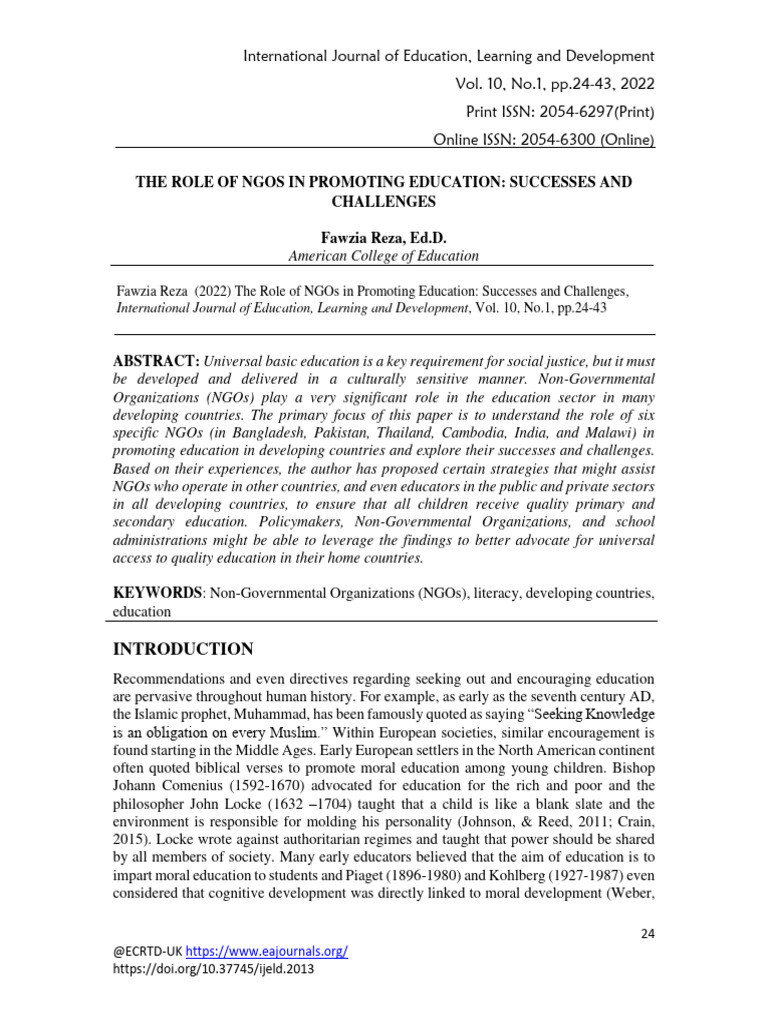 NGOs Boost Education in Developing Nations | PDF | Non Governmental ...