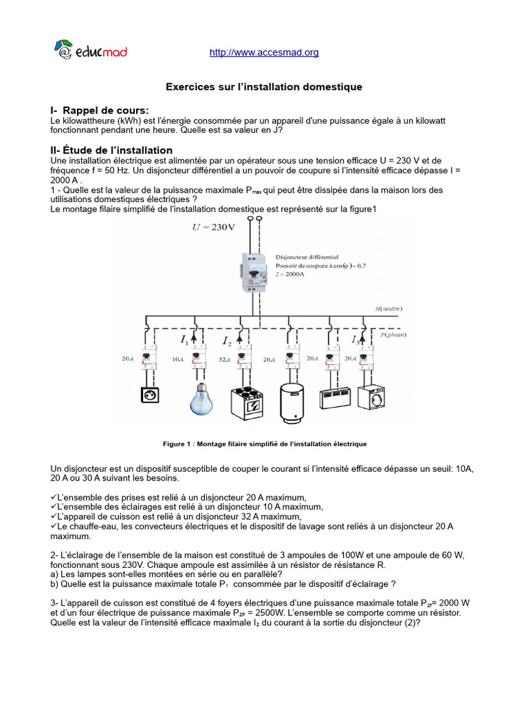 Exercices Sur Installation Domestique | PDF