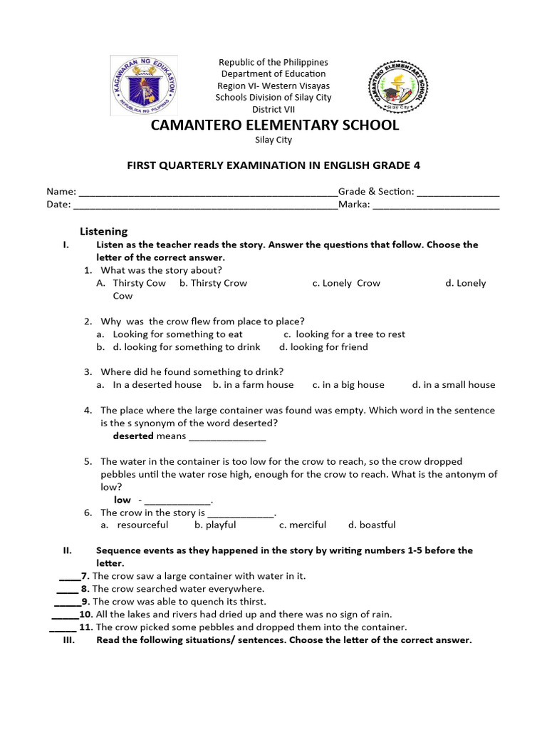 PT - English 4 - Q1 | PDF