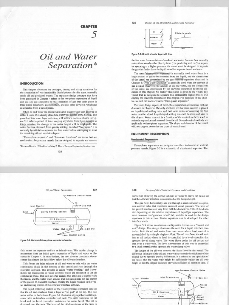 Oil & Water Separation Chapter 5 | PDF