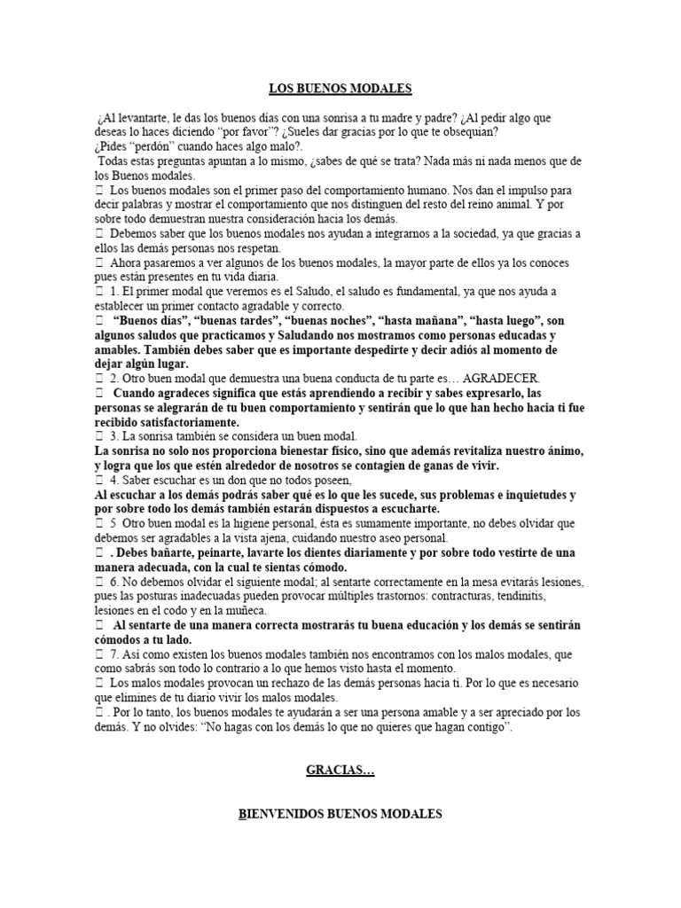 Guía de Buenos Modales para Niños | PDF | Comportamiento