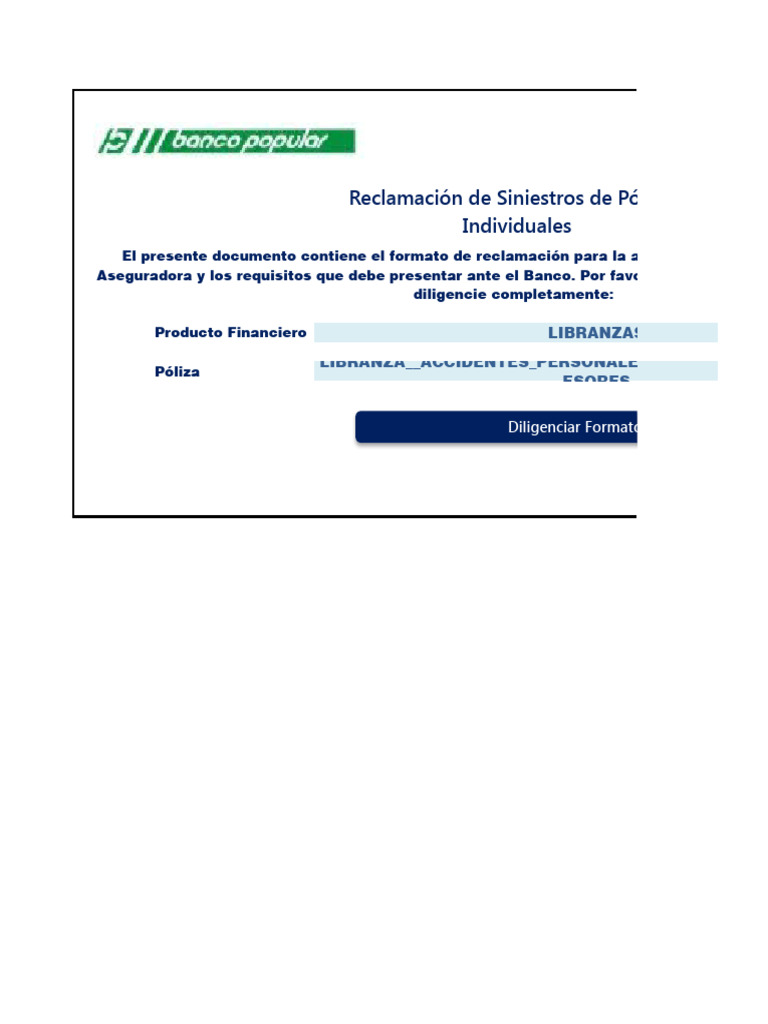 Descargar - Formato Declaración de Siniestros en Caso de Solicitar Una Indemnización | PDF ...