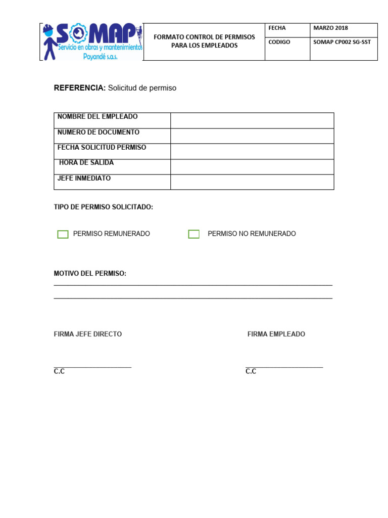 Formato Control Permisos Salida de Planta | PDF