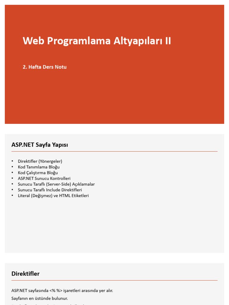 Web Programlama Altyapıları 2. Hafta Ders Notu | PDF