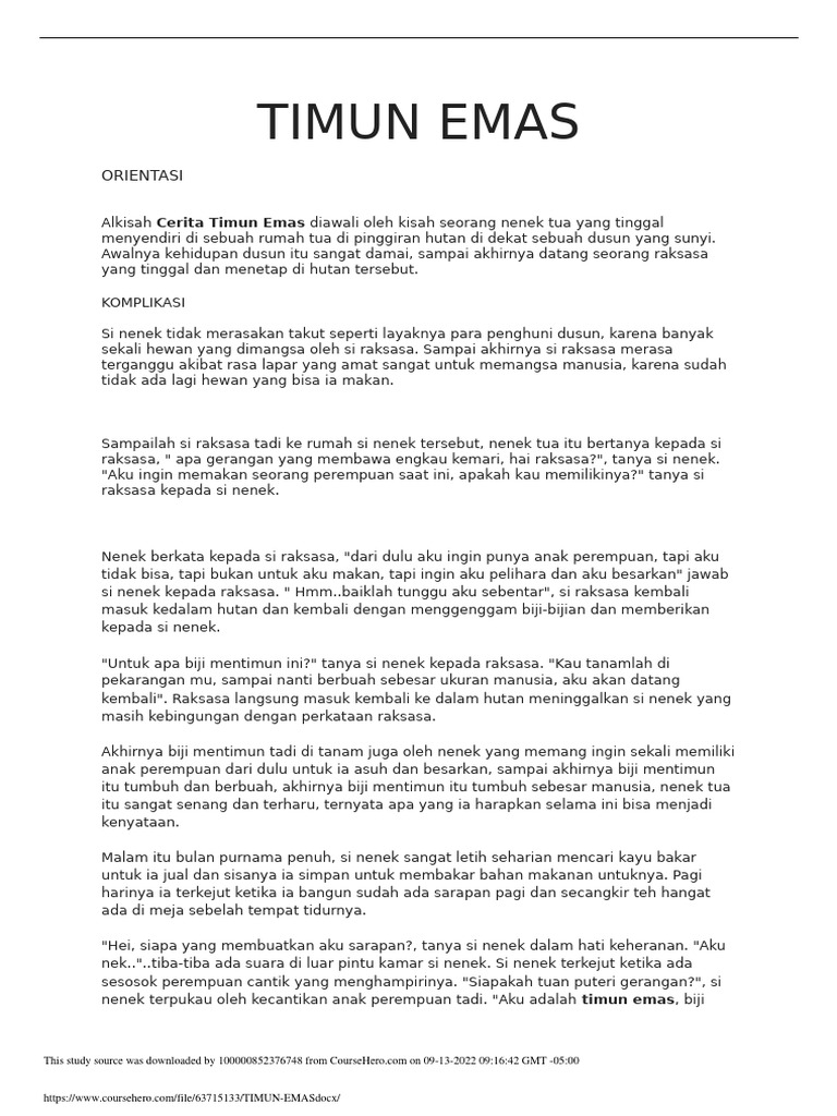 Timun Emas | PDF