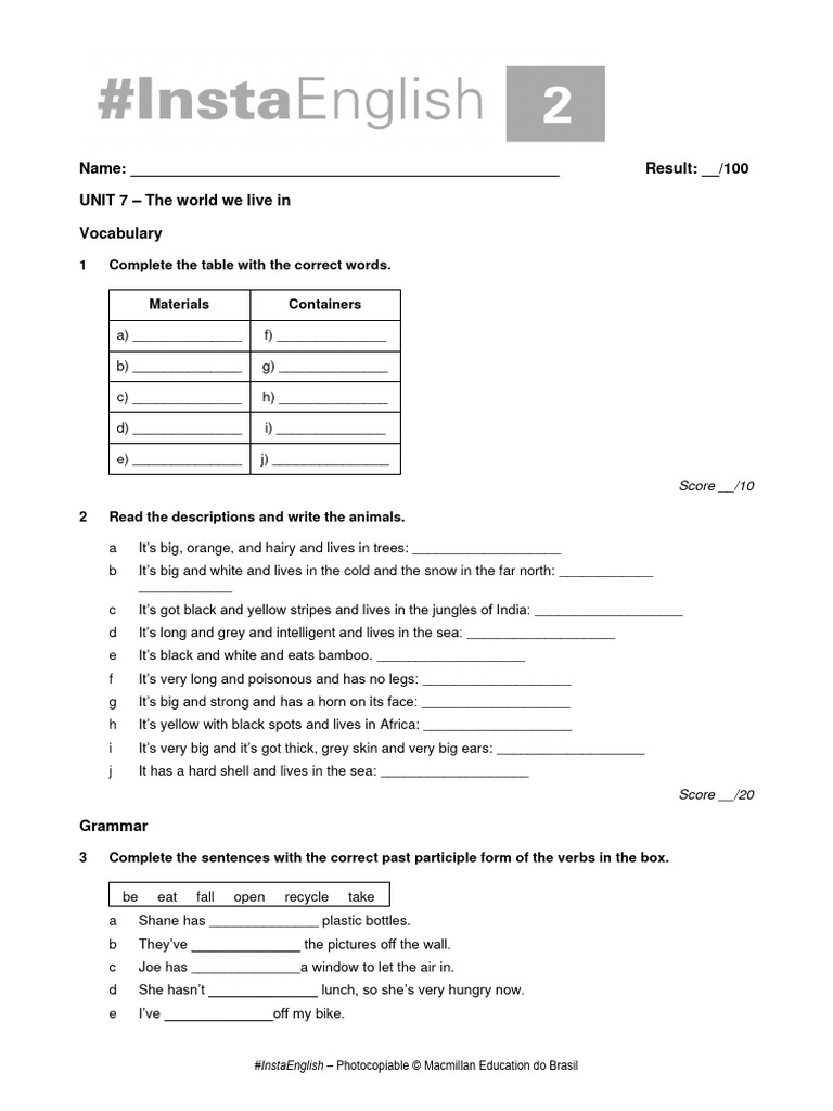 Insta 2 Test U7 Extra | PDF