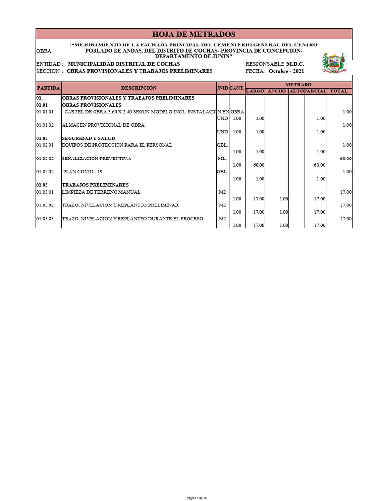 Hoja de Metrados | PDF | edificio | Ingeniero civil