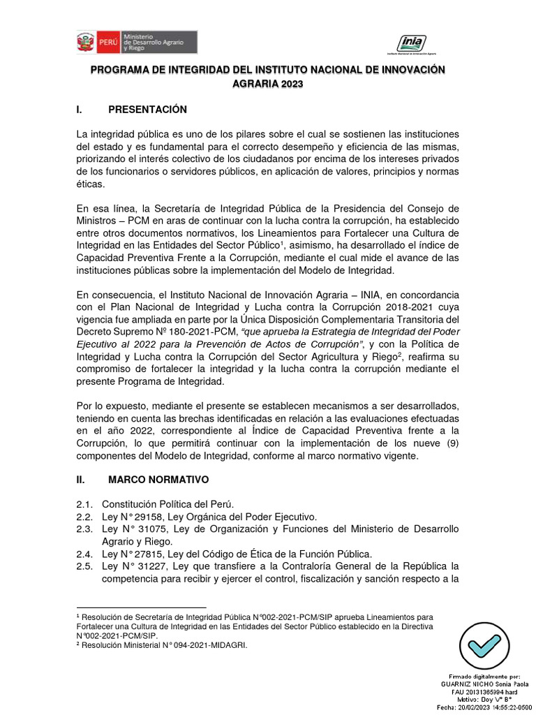 PROGRAMA DE INTEGRIDAD.pdf | PDF | Corrupción política | Institución