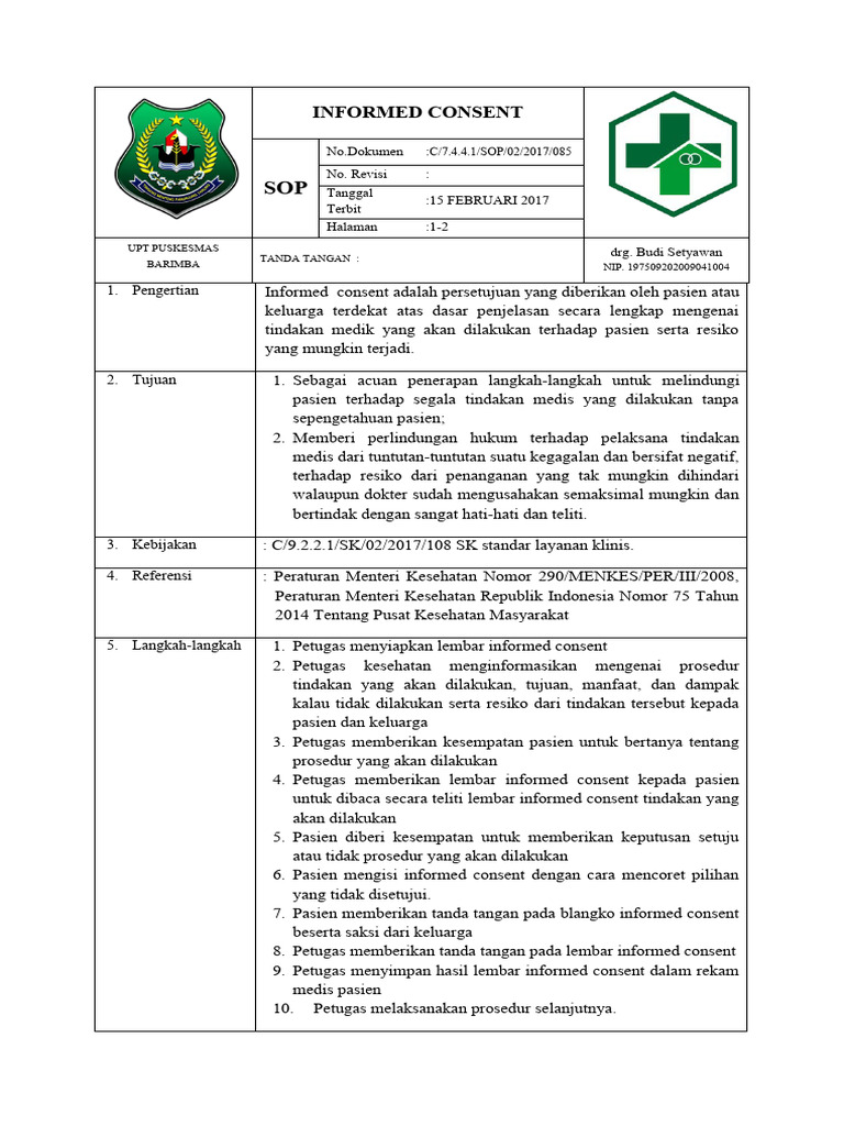 Sop Informed Consent | PDF