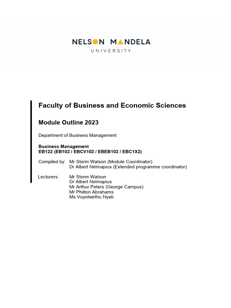 Eb122 Module Outline 2023 | Download Free PDF | Learning | Educational ...