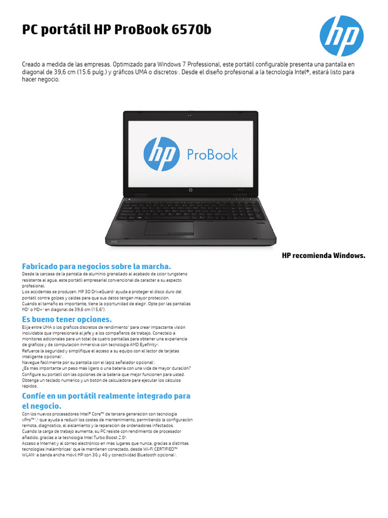HP Probook 6570b | PDF | Microsoft Windows | Hewlett Packard