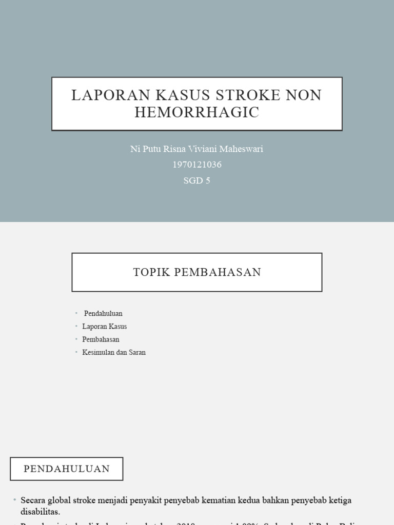 Laporan Kasus Stroke Non Hemorrhagic | PDF