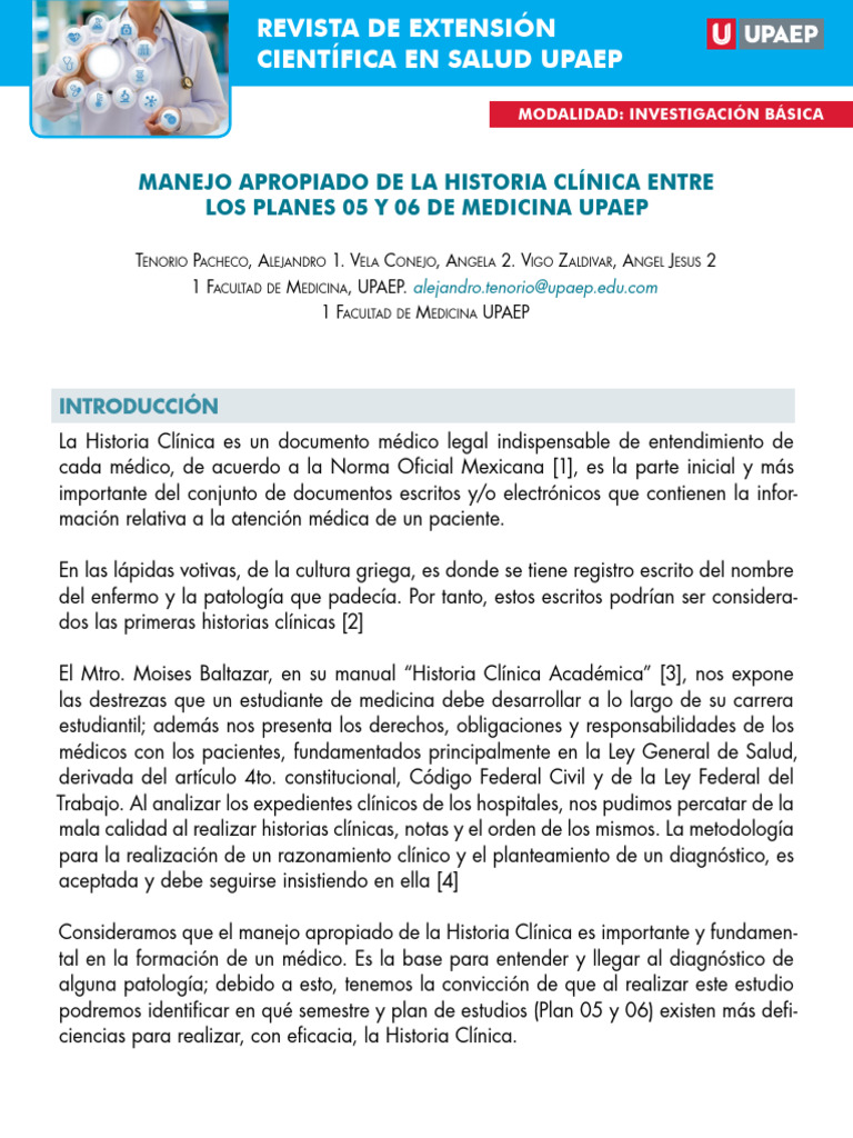 Manejo Apropiado Historia Clínica - Alejandro Tenorio Pacheco | PDF | Medicina | Historial médico