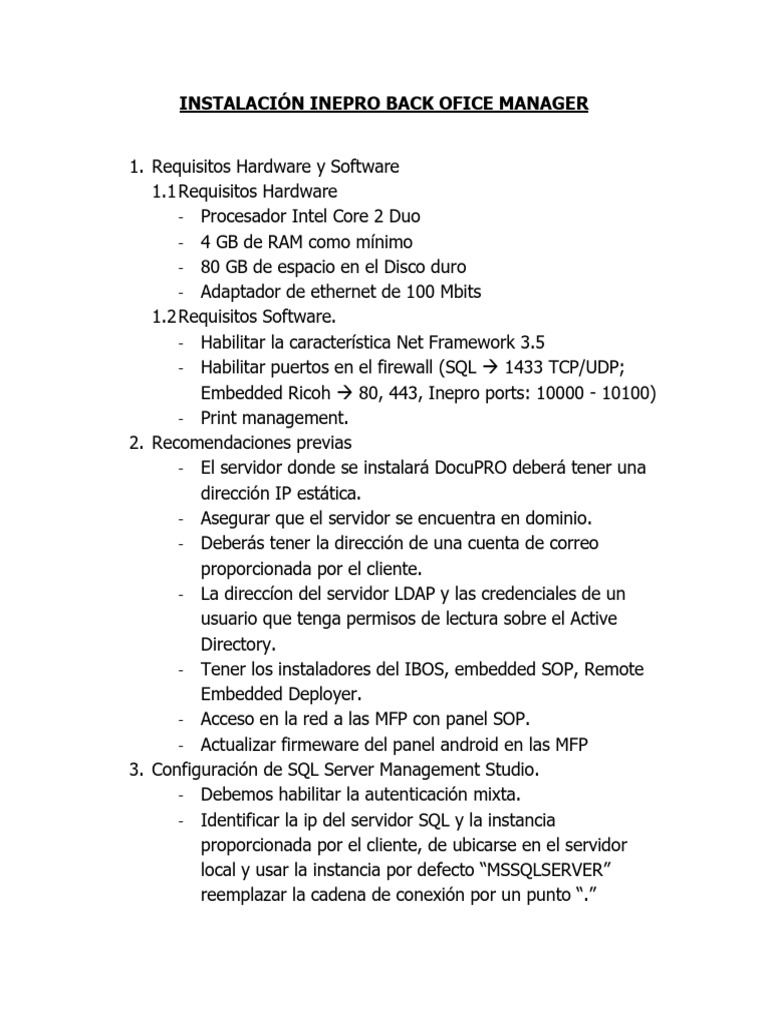 Instalacion Inepro Sop v7.16.1 + | PDF | Servidor (Computación ...