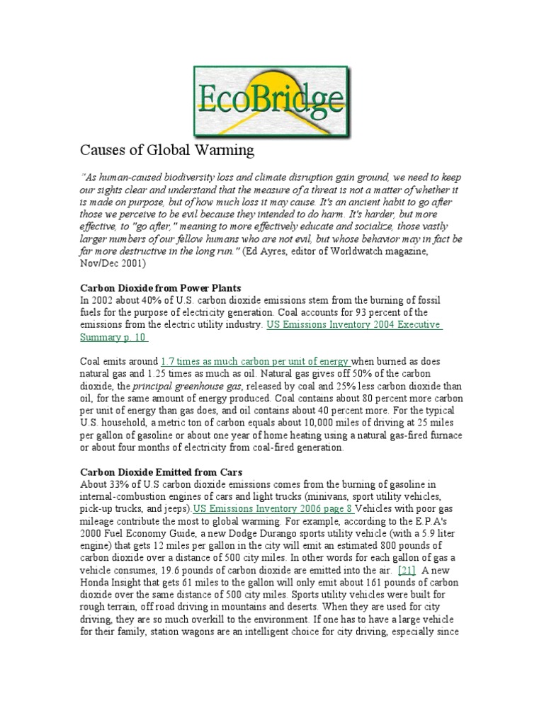 Key Causes of Global Warming Explained | PDF | Greenhouse Gas | Global ...
